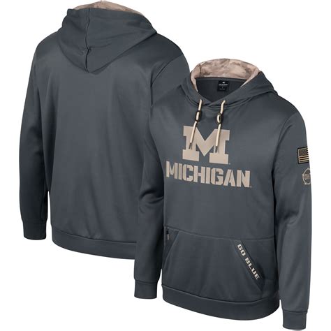 Mens Colosseum Charcoal Michigan Wolverines Oht Military Appreciation