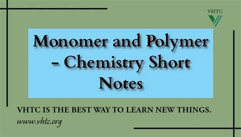Monomer And Polymer Pdf Handwritten Chemistry Notes