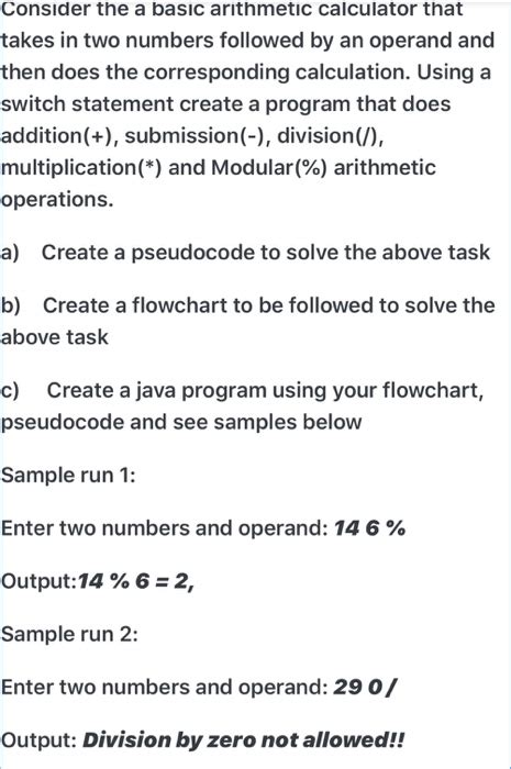 Solved Consider The A Basic Arithmetic Calculator That Takes