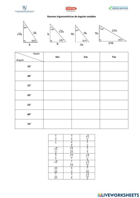 Razones Trigonometricas Interactive Exercise For Tercero De Secundaria