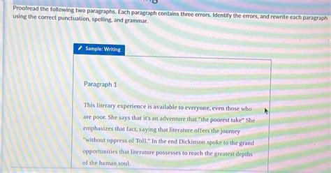 Solved Proofread The Following Two Paragraphs Each Paragraph Contains