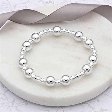 Sterling Silver Elasticated Bead Bracelet Etsy