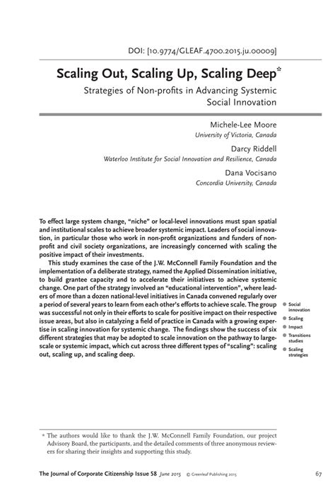 PDF Scaling Out Scaling Up Scaling Deep Strategies Of Non Profits In Advancing Systemic