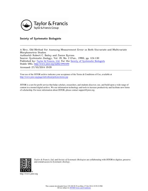 Pdf A New Old Method For Assessing Measurement Error In Both Univariate And Multivariate