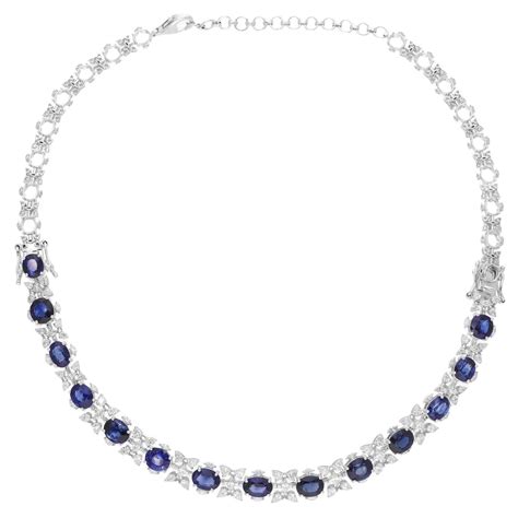 Bezel Set Cobalt Blue Spinel And Round Diamonds By The Yard Necklace