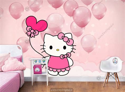 خرید پوستر دیواری دخترانه طرح کیتی چاپ دی تولید کننده کاغذ دیواری