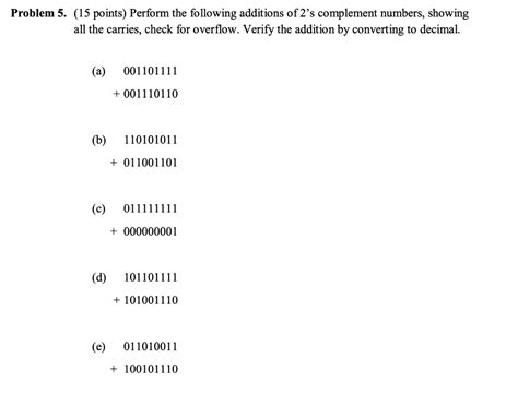 Problem 5 15 Points Perform The Following Additions Of 2s