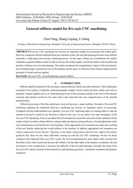 General Stiffness Model For Five Axis Cnc Machining Pdf