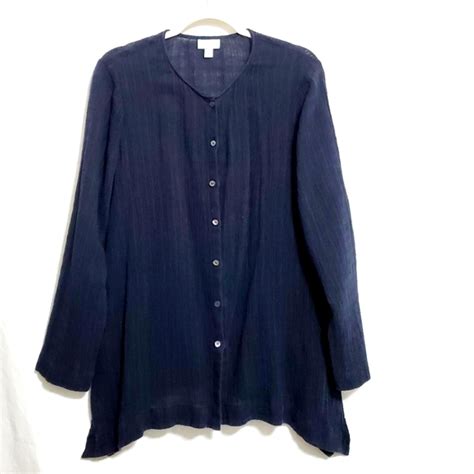 J Jill Tops J Jill Purejill Linen Blend Button Down Tunic Top