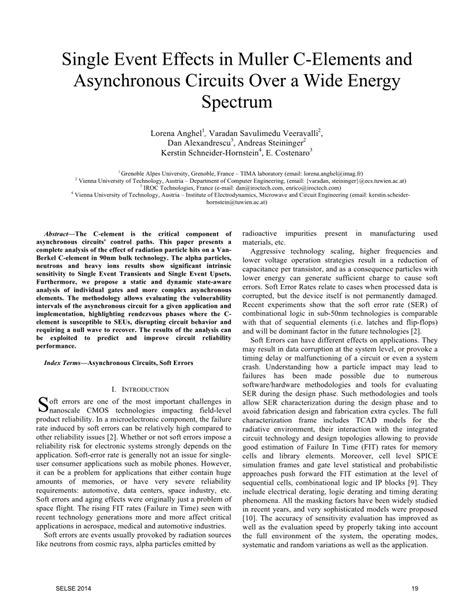Pdf Single Event Effects In Muller C Elements And Asynchronous