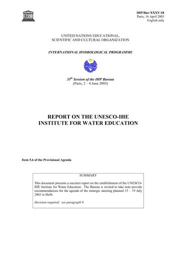 Report On The Unesco Ihe Institute For Water Education