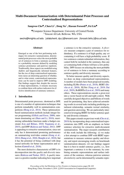 Pdf Multi Document Summarization With Determinantal Point Processes
