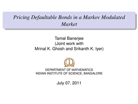 Pdf Pricing Defaultable Bonds In A Markov Modulated Market