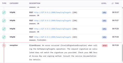 Invalidsignatureexception When Calling The Getsamplingtargets · Issue