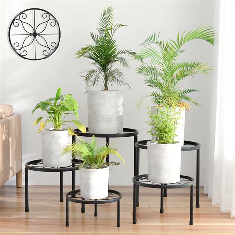 Linpla 5 Pack Decent Metal Plant Stands Heavy Duty Flower