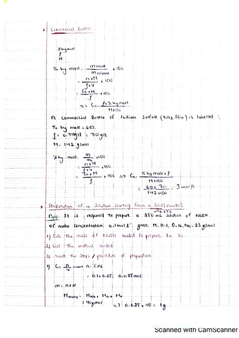 SOLUTION Chemistry Stoichiometric Ratios Number Of Moles Concentration Dilution For Grade 10 11