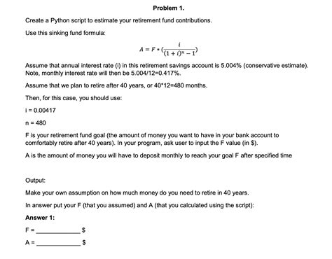 Problem 1 Create A Python Script To Estimate Your