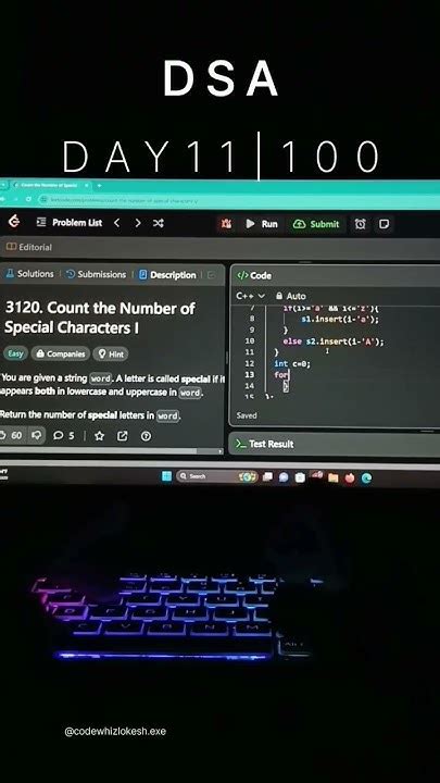 Day 11100 Learning Dsa👨‍💻 Leetcode3120count No Of Special Char