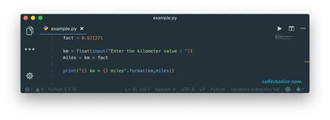 Python Program To Convert Kilometers To Miles CodeVsColor