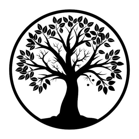 Premium Vector A Black Silhouette Of A Circle Tree