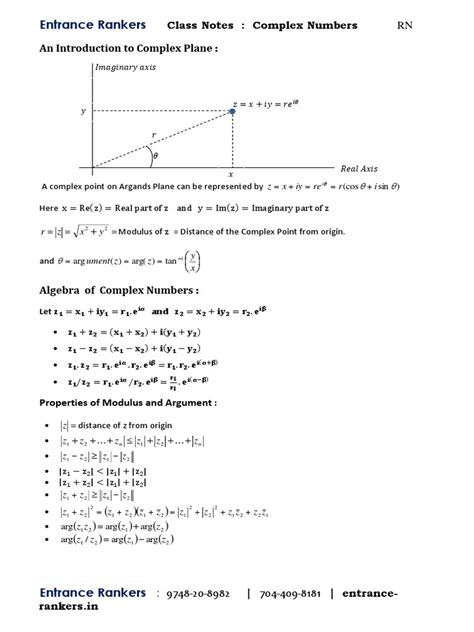 complex numbers class notes pdf line geometry circle