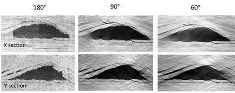 glass epoxy flapping element x y sections of the close up lat scans