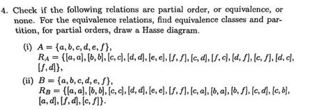 Solved 4 Check If The Following Relations Are Partial Order Or