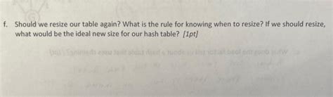 Solved F Should We Resize Our Table Again What Is The Rule