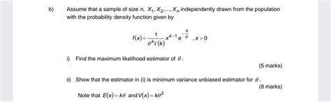 Solved Question 1 A Let X1 X2 Xn Be A Random Sample