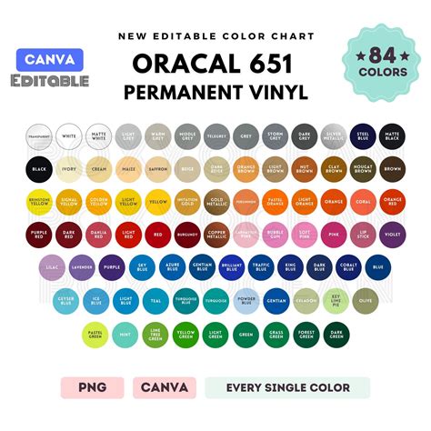 Oracal 651 Color Chart Editable Canva Template Oracal Viny Color Chart 84 Colors L Permanent Oracal 651 Color Chart Editable Canva Template Oracal Viny Color Chart 84 Colors L Permanent