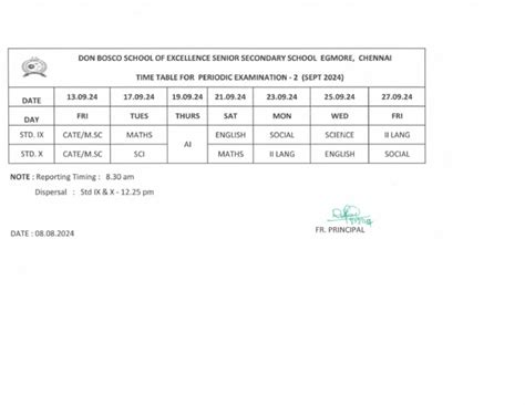 Sept Time Table Std Ix And X Pdf