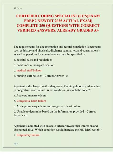 Certified Coding Specialist Ccs Exam Prep 2 Newest 2025 Actual Exam