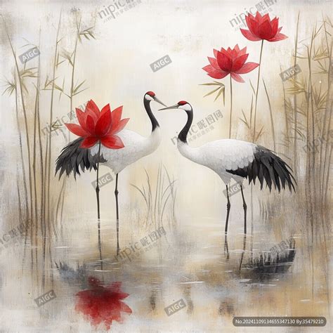 Ai创作图两只仙鹤 一对仙鹤 仙鹤装饰画 禅意丹顶鹤 仙鹤瑞鹤竹林 仙鹤延年 新中式荷花仙鹤 鼠绘仙鹤 意境仙鹤 仙鹤古风装饰画 仙鹤花鸟 仙鹤富贵 富贵双鹤 水墨荷花仙鹤装饰画 仙鹤油画