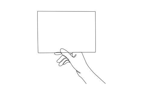 Continuous One Line Drawing Hands Holding Different Objects Concept