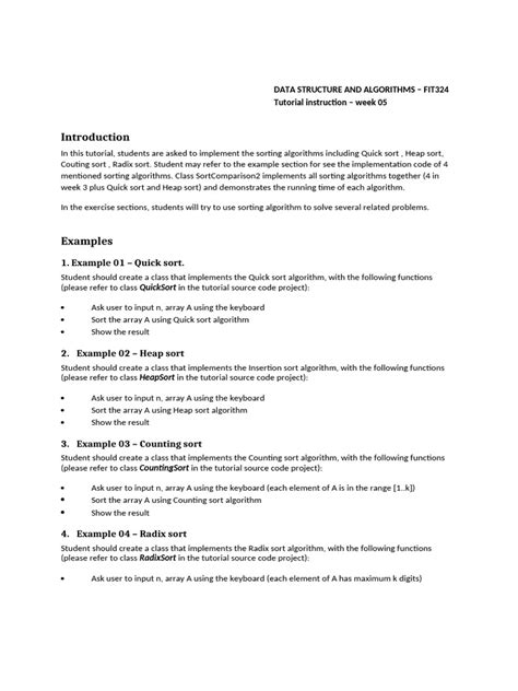 Week05tutorialinstruction Pdf Computer Programming Algorithms