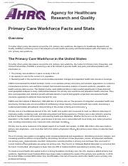 Primary Care Workforce Facts And Stats Agency For Healthcare Research