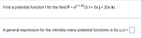 solved find a potential function f for the field