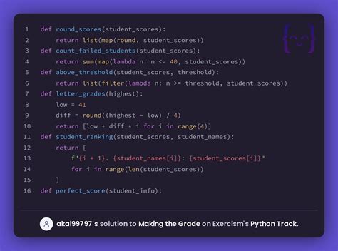Akai99797s Solution For Making The Grade In Python On Exercism