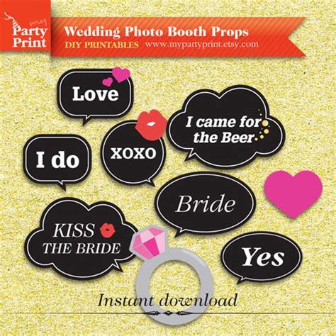 Wedding Photo Booth Props Chalkboard Speech Bubbles Digital Download