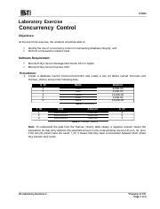 Concurrency Control In Database Management Practical Exercises Course Hero