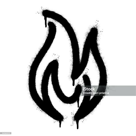 스프레이 페인티드 그래피티 화재 불꽃 아이콘 흰색 배경으로 격리된 스프레이 그래피티 불 불꽃 아이콘 위에 검은 색 스프레이 개념에 대한 스톡 벡터 아트 및 기타 이미지