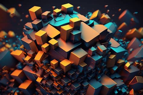 Premium Photo Photo Of Abstract 3d Render Cube Shape Geometric Background