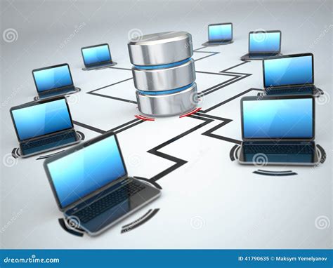 Database Storage And Laptops Networking Concept Stock Illustration Illustration Of Backup