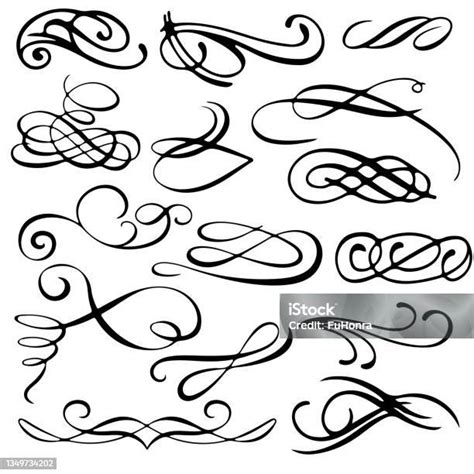 벡터 서예 디자인 요소 빈티지 복고풍 소용돌이 테두리 장식 0명에 대한 스톡 벡터 아트 및 기타 이미지 0명 개체 그룹 검은색 Istock