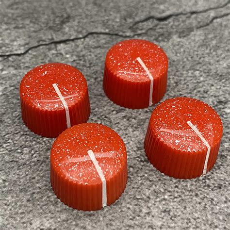 4x Red Glitter Top Guitar Pedal Cupcake Knobs Serrated Round Reverb