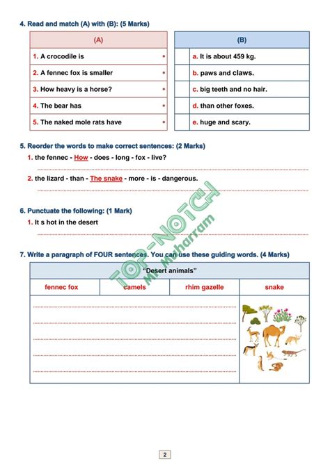 امتحان على الوحدة الثانية انجليزي الصف الرابع الإبتدائي ٢٠٢٣ مستر محرم علي
