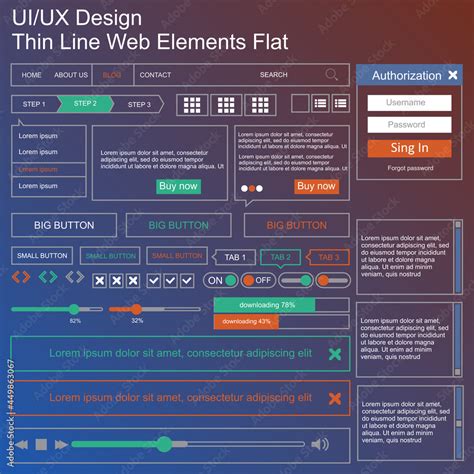 Vector UI UX Kit For Mobile Applications And Web Sites Universal User Interface Template With
