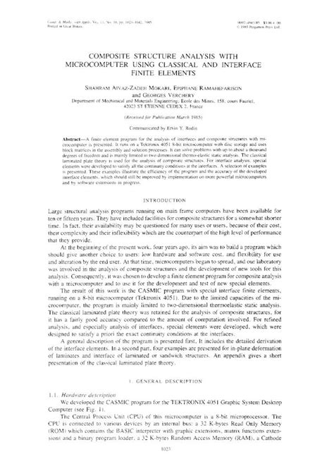 Pdf Composite Structure Analysis With Microcomputer · Composite