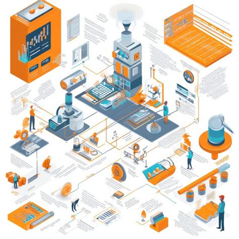 isometric illustration of a complex data processing and analysis system