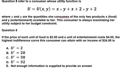 solved question 8 refer to a consumer whose utility function